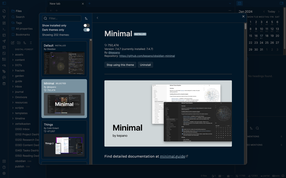 How to Use Minimal Night Owl Theme in Obsidian
